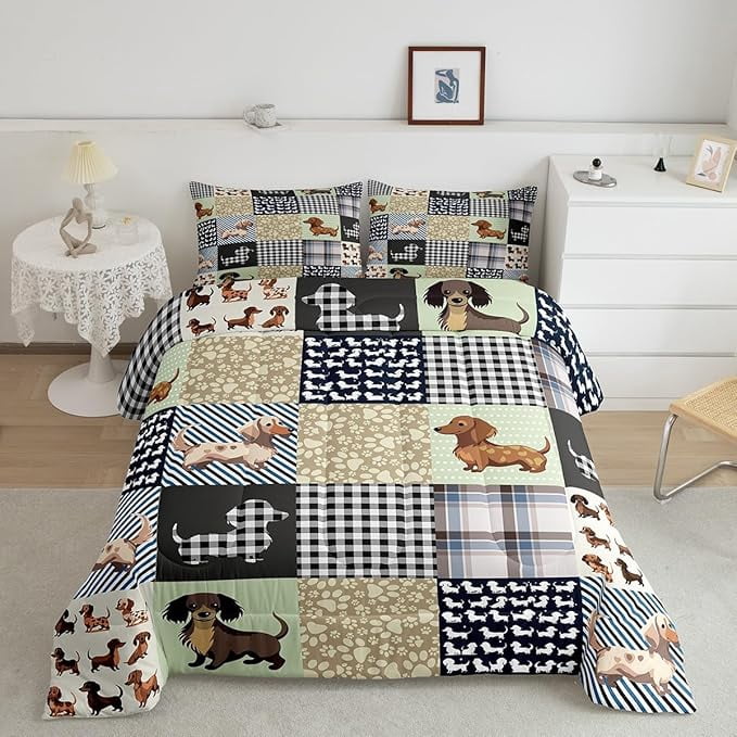 YST Sausage Dog Bedding Set Queen Size Dachshund Comforter Set for Kids ...