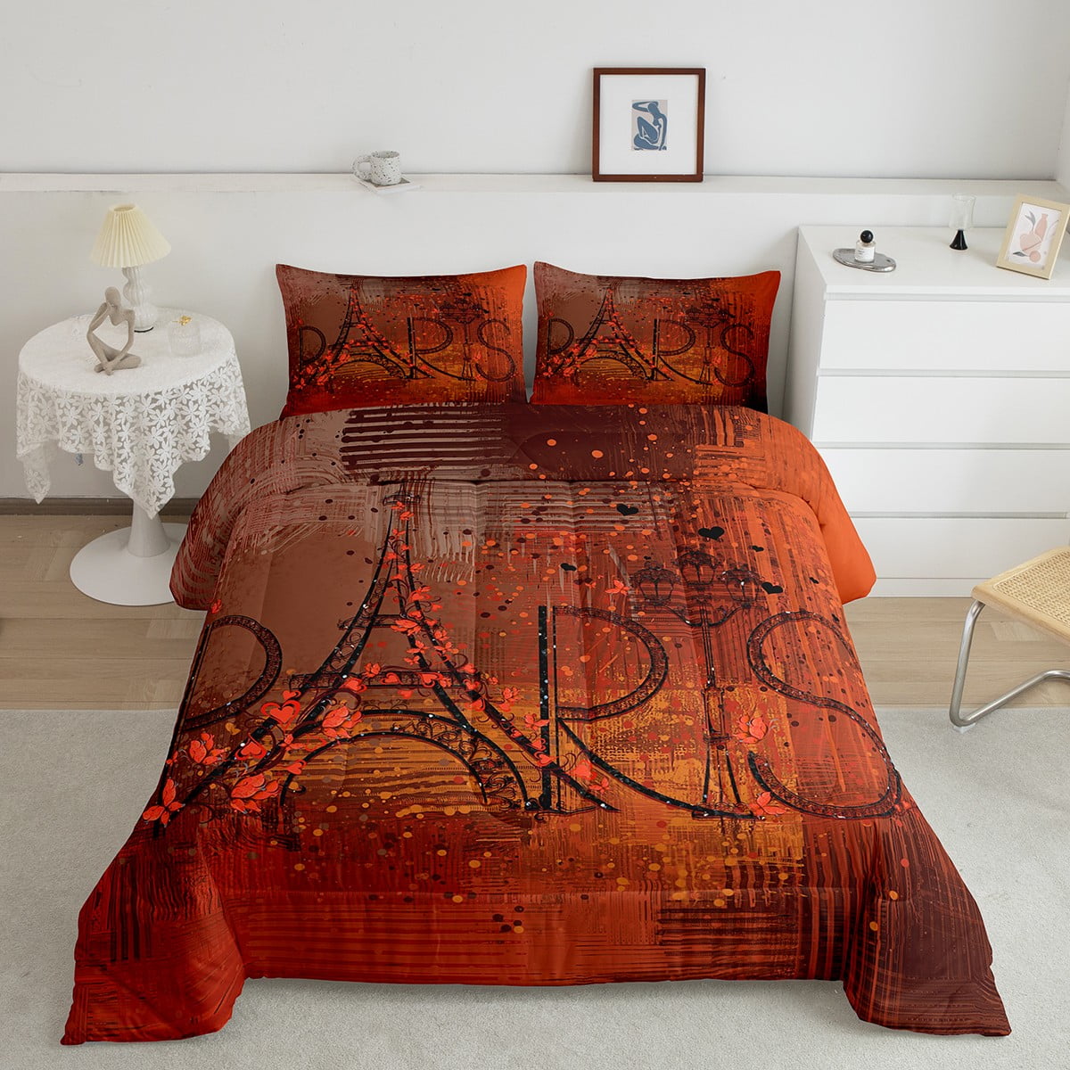 YST Scarlet Oil Painting Comforter Set Twin Chic Paris Bedding Set ...
