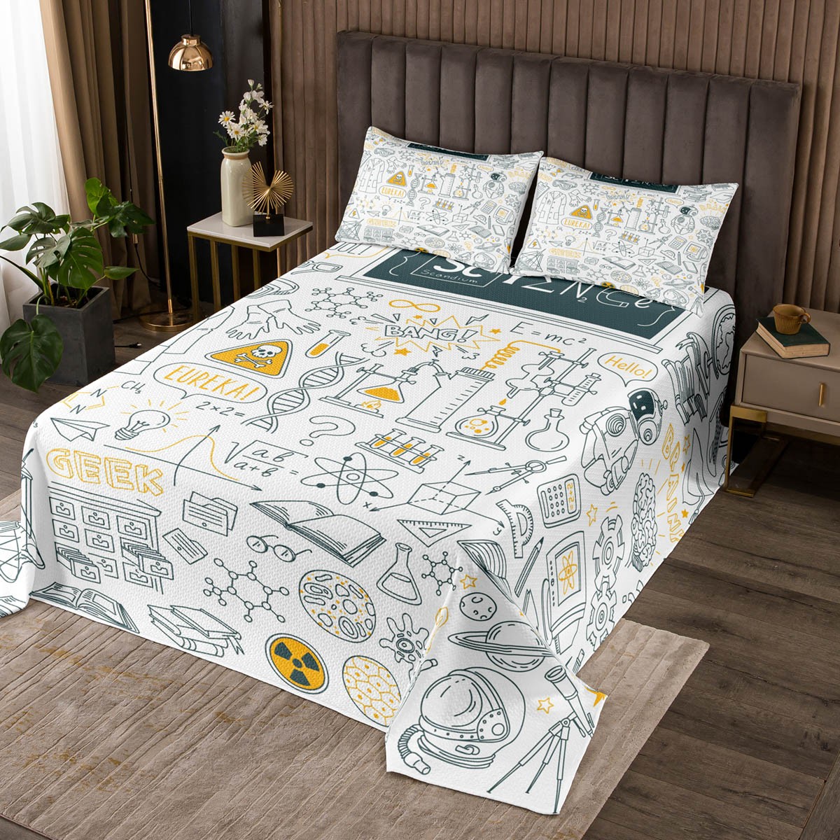 YST Science Formula Quilt Set Chemical Subject Theme Bedspread for Boys ...