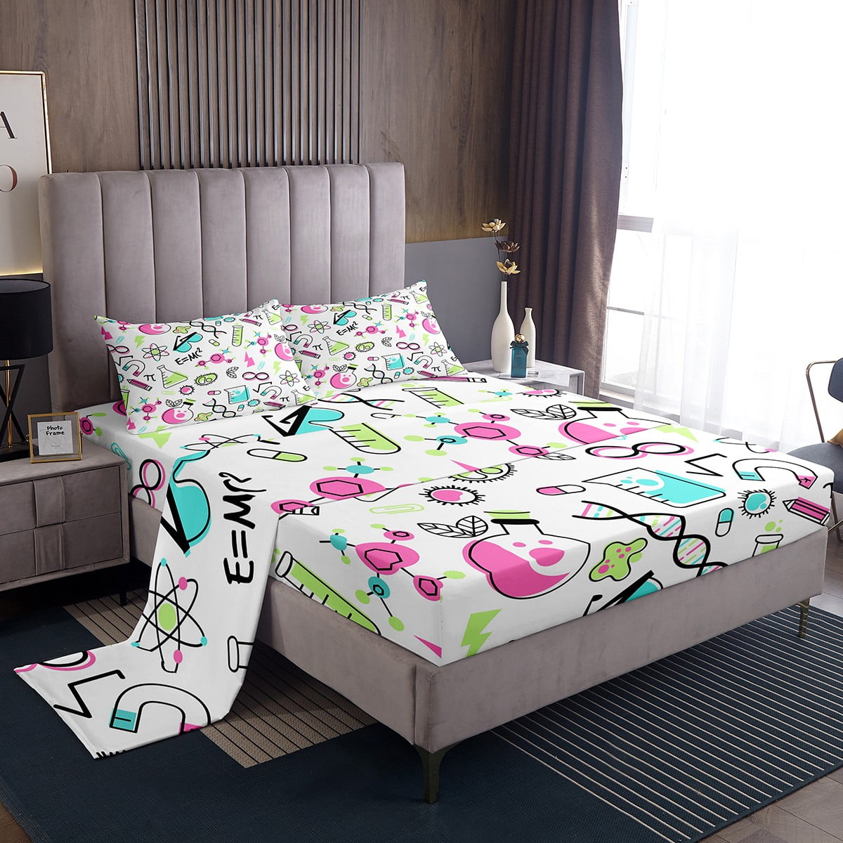 Erosebridal Science Theme Bed Sheets Set Queen Math Equation Sheet Set ...