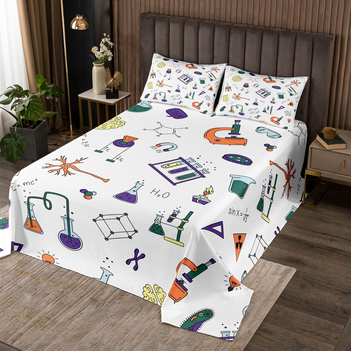 YST Science Theme Bedspread Twin Size Science Formula Quilt Set Math ...