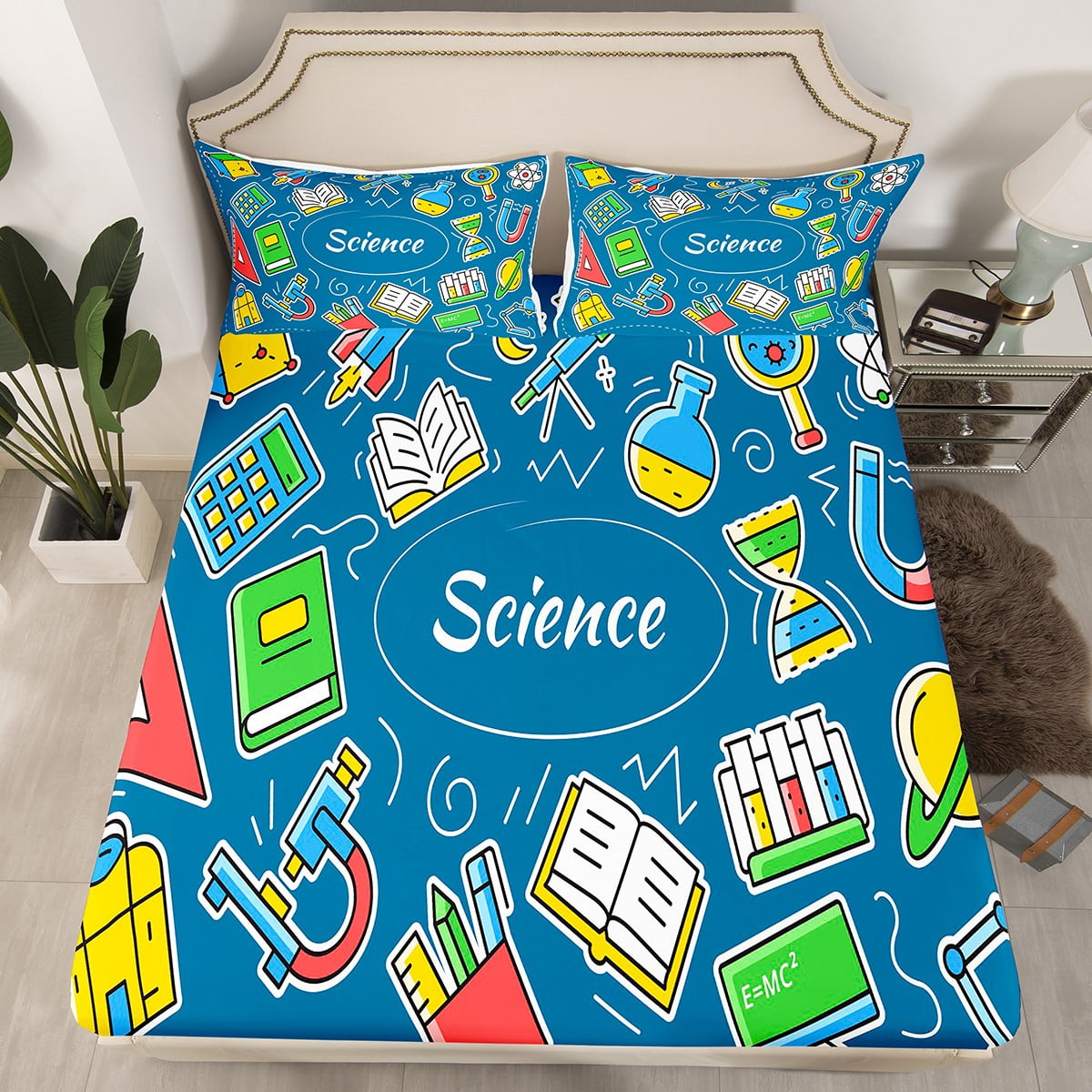 YST Science Theme Fitted Sheet Twin Science Formula Bed Sheets for Boys ...