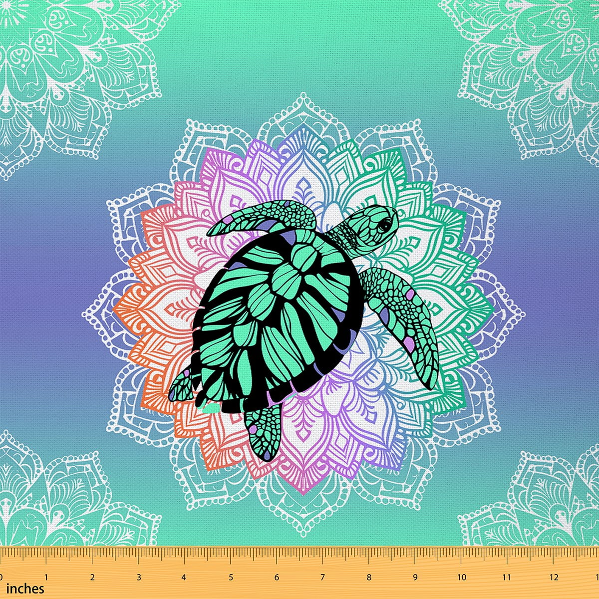 YST Sea Turtle Fabric By The Yard, Boho Flower Upholstery Fabric ...