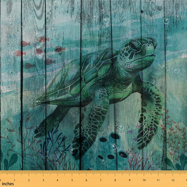 YST Sea Turtle Fabric By The Yard,Tropical Fish Upholstery Fabric ...