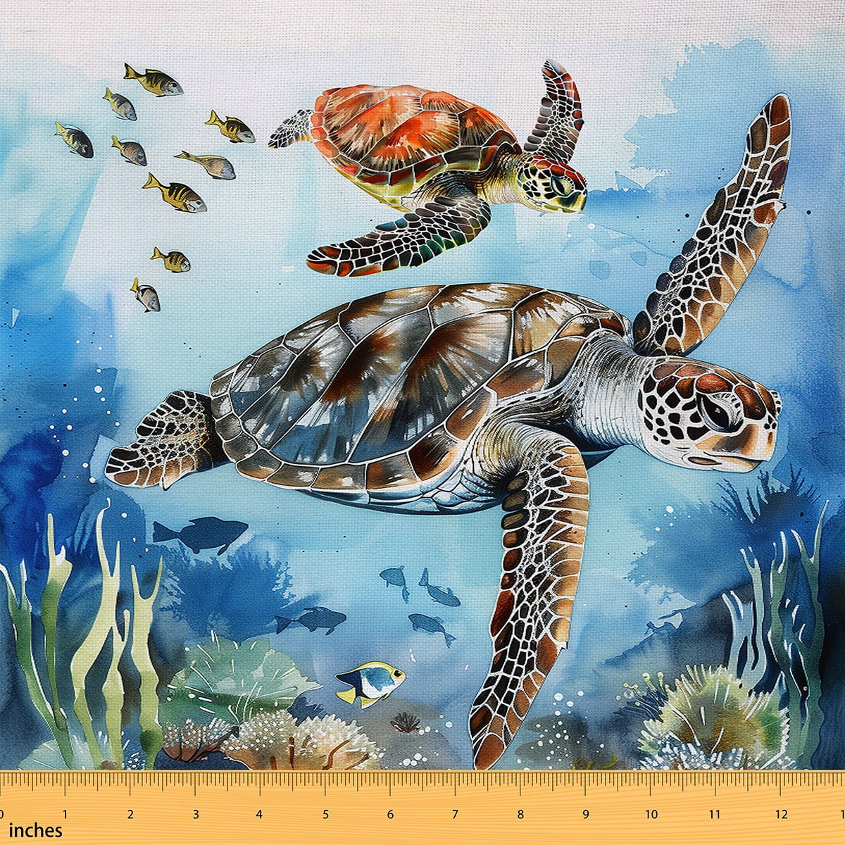 Erosebridal Sea Turtle Fabric By The Yard,Retro Tortoise Upholstery Fabric,Tropical Coastal Fish ...