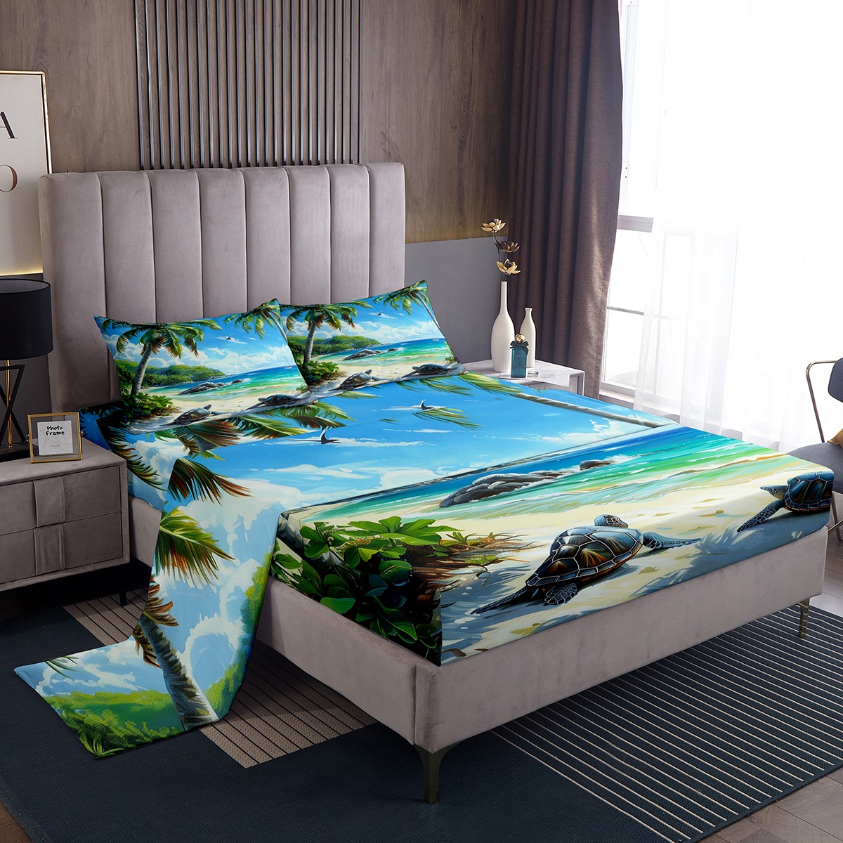 Sea Turtle Sheet Set King Size, Tortoise Reptile Bed Sheets Teens Adult ...