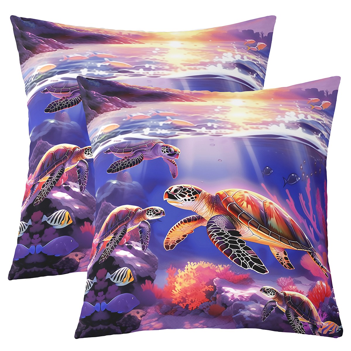 YST Sea Turtle Throw Pillow Covers for Kids Youth Adult,3D Ocean ...