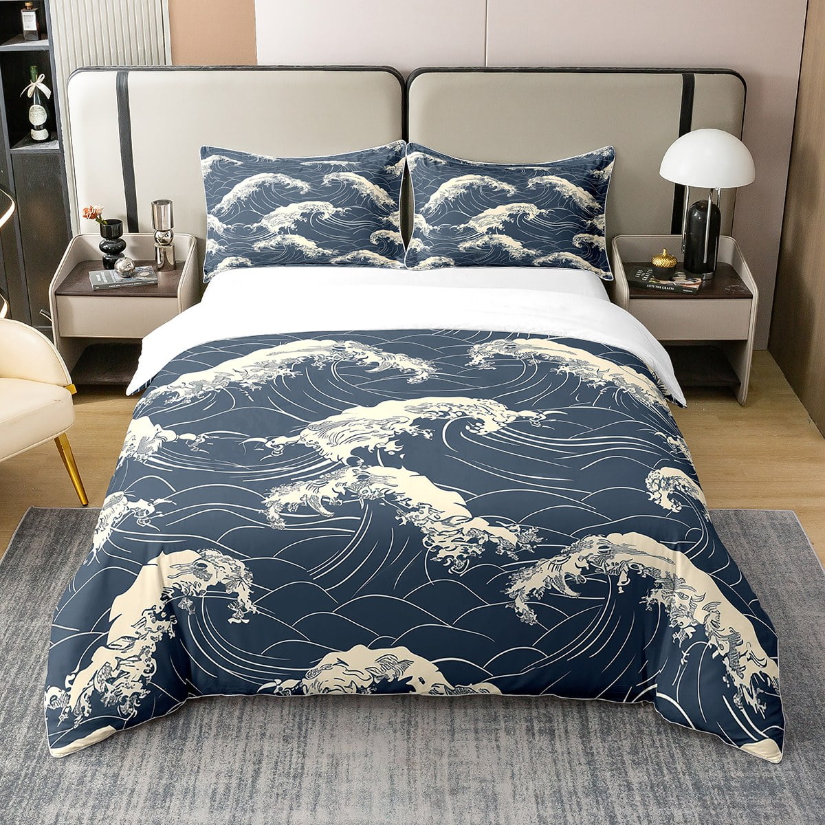Erosebridal Sea Wave 100% Cotton Comforter Cover For Adults Men Women ...