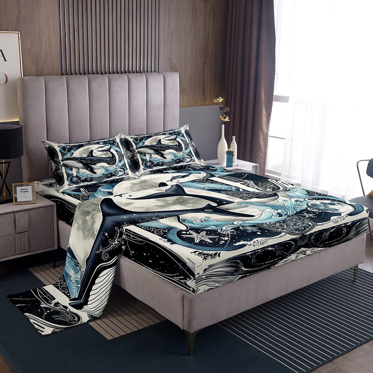 YST Sea Whale Full Size Sheet Sets Marine Ocean Animal Sheets, Retro ...