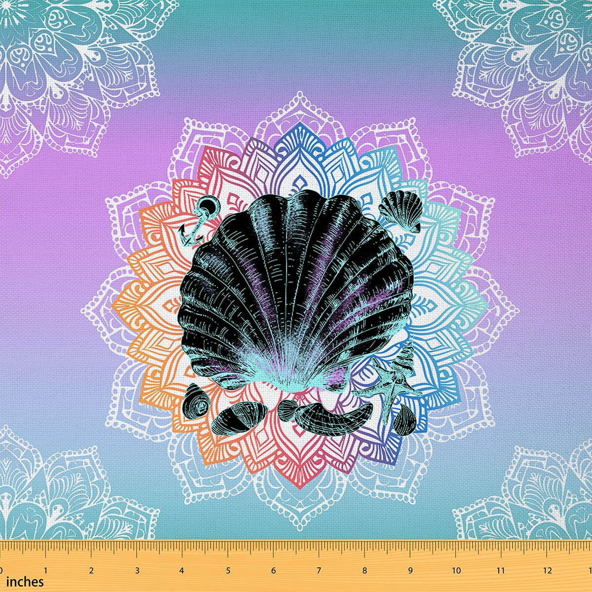 YST Seashell Fabric By The Yard, Boho Flower Upholstery Fabric ...