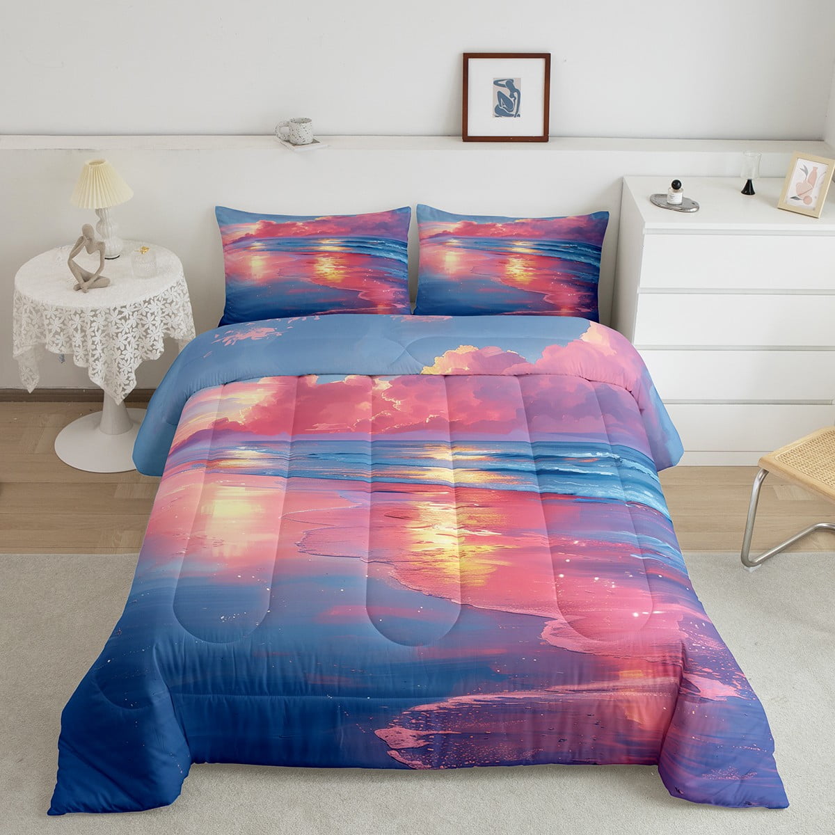 Seaside Bedding 2 Piece Twin Romantic Themed Comforter Set Ocean Beach ...
