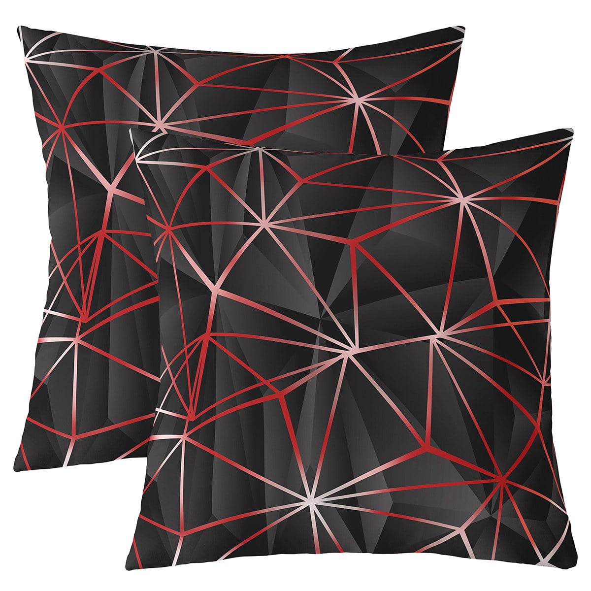 Set of 2 Geometric Pillow Covers Modern Abstract Art Cushion Cases ...