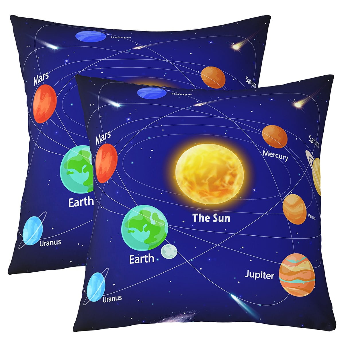 Erosebridal Set of 2 Outer Space Cushion Cases Starry Sky Galaxy Throw Pillow Covers Solar ...