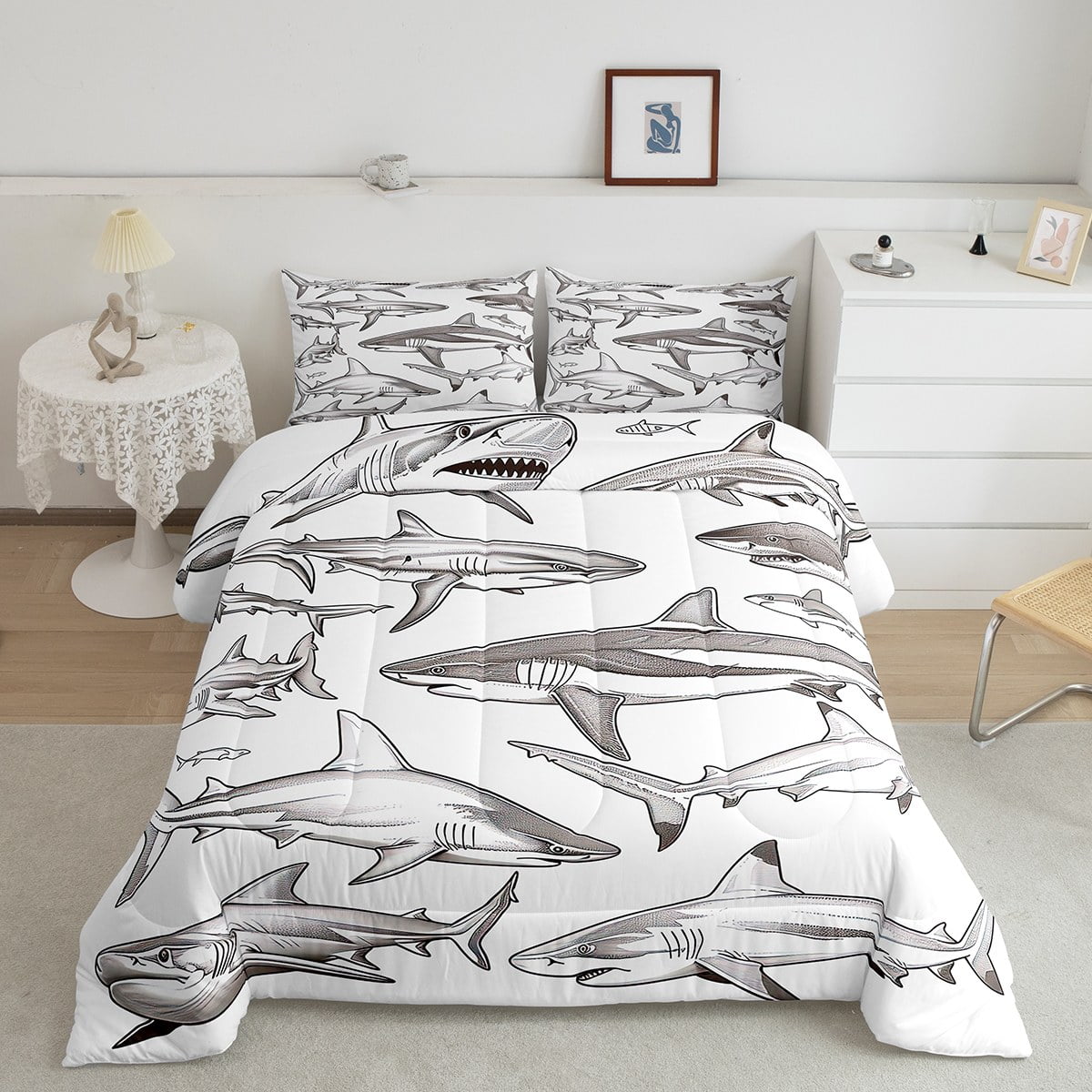 Erosebridal Shark Comforter Set Bed, Underwater Word Bedding Set Marine ...
