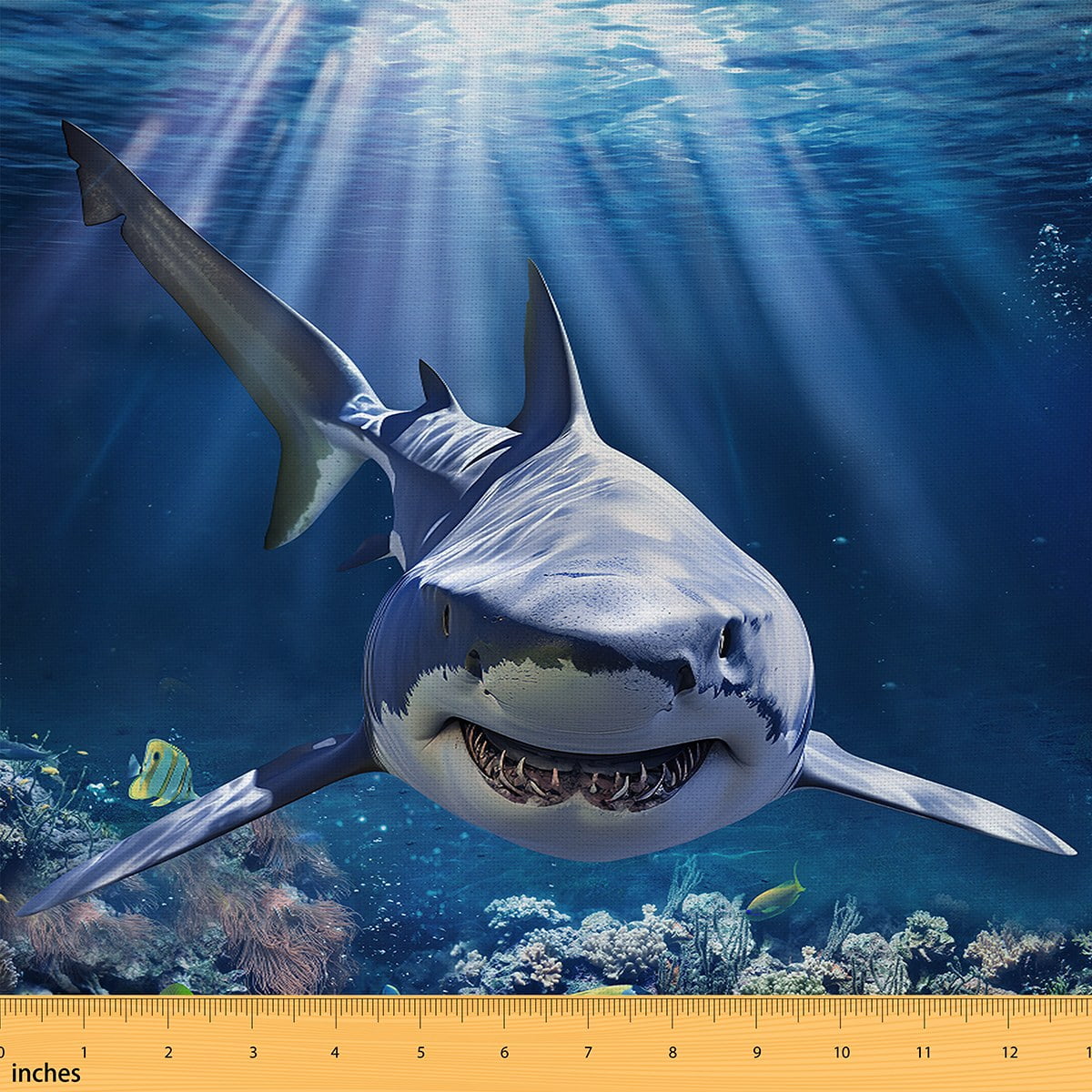 YST Shark Fabric By The Yard 3D Shark Upholstery Fabric Sea Animals ...