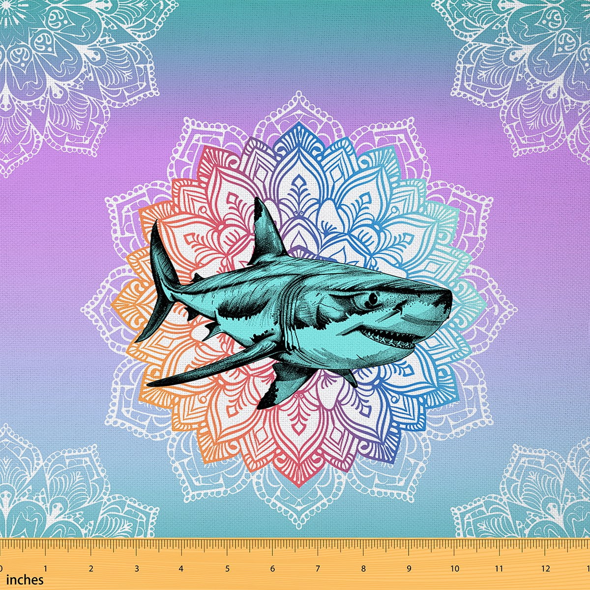 YST Shark Fabric By The Yard, Boho Flower Upholstery Fabric For Chairs ...