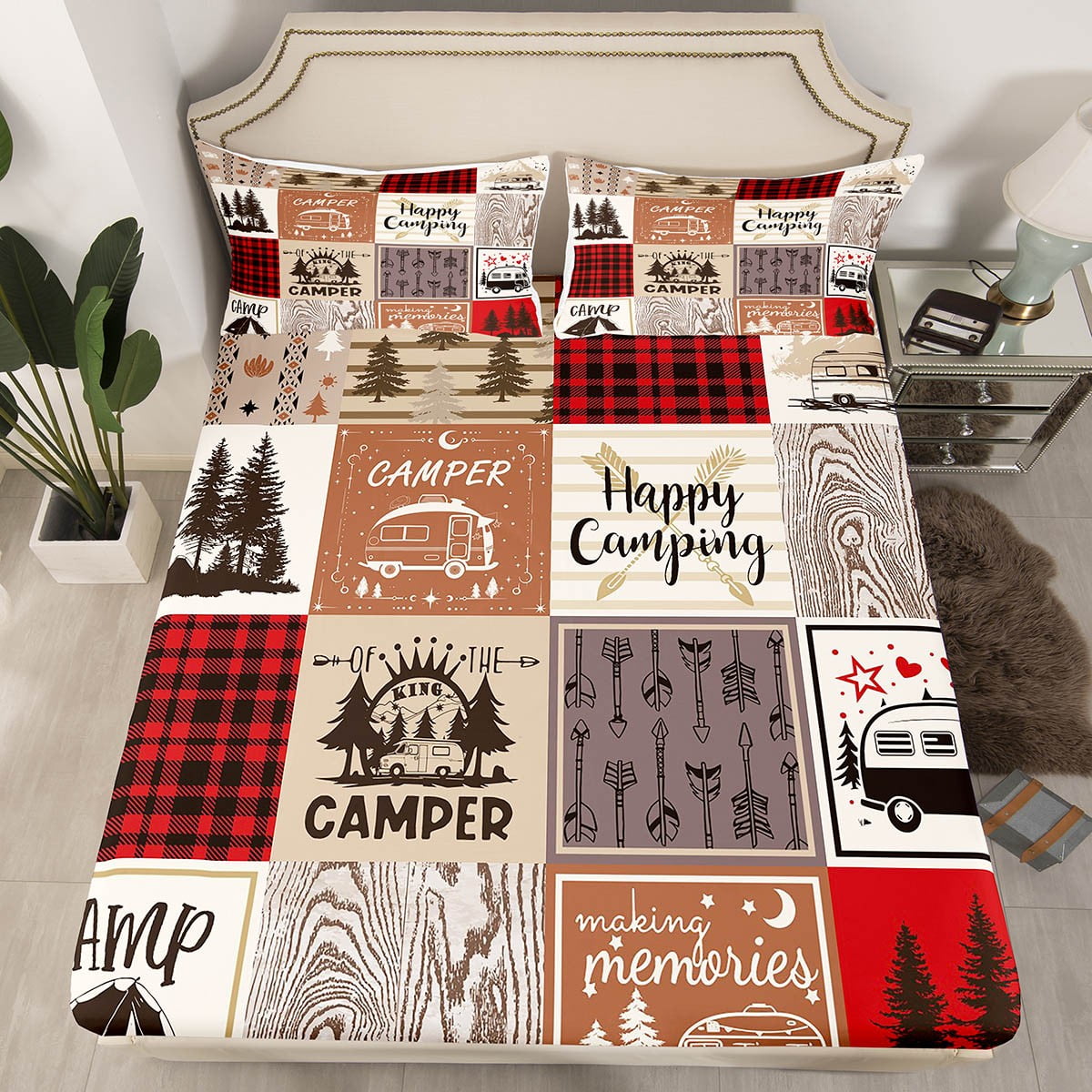 YST Short Full Fitted Sheet For Rv Camper Happy Camping Bunk Bed Sheets ...