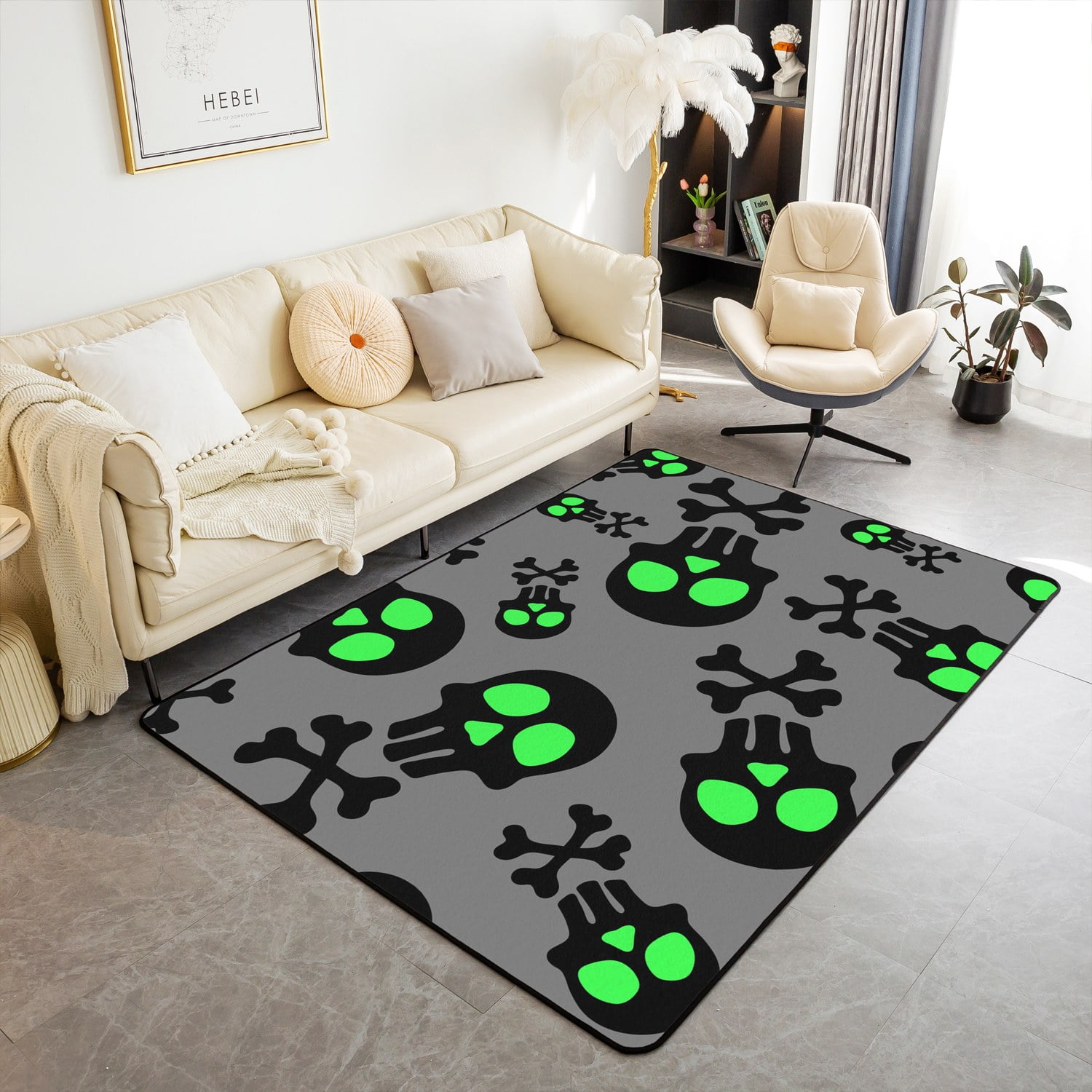YST Skeleton Skull Area Rugs,Gothic Skeleton Carpet 5x7 for Bedside ...