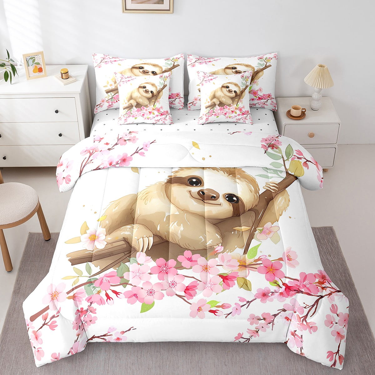 YST Sloth Bedding Set Twin, Rustic Farmhouse 7 Pieces Bed In A Bag - 1 ...