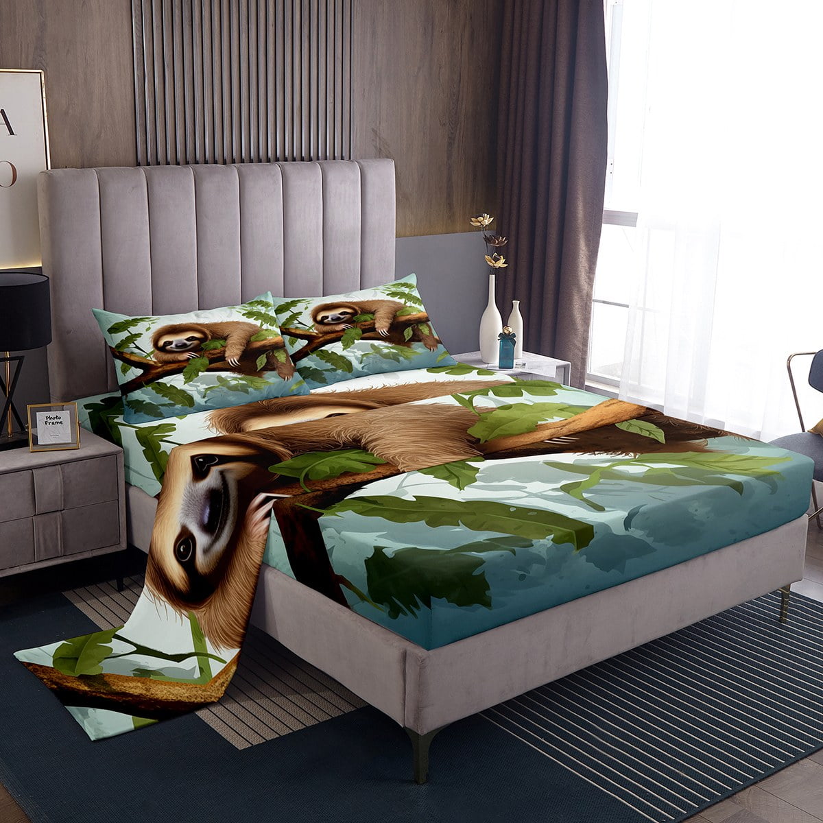 Erosebridal Sloth Sheet Set Twin Size, Wild Sloth Sheets,Bed-In-A-Bag ...