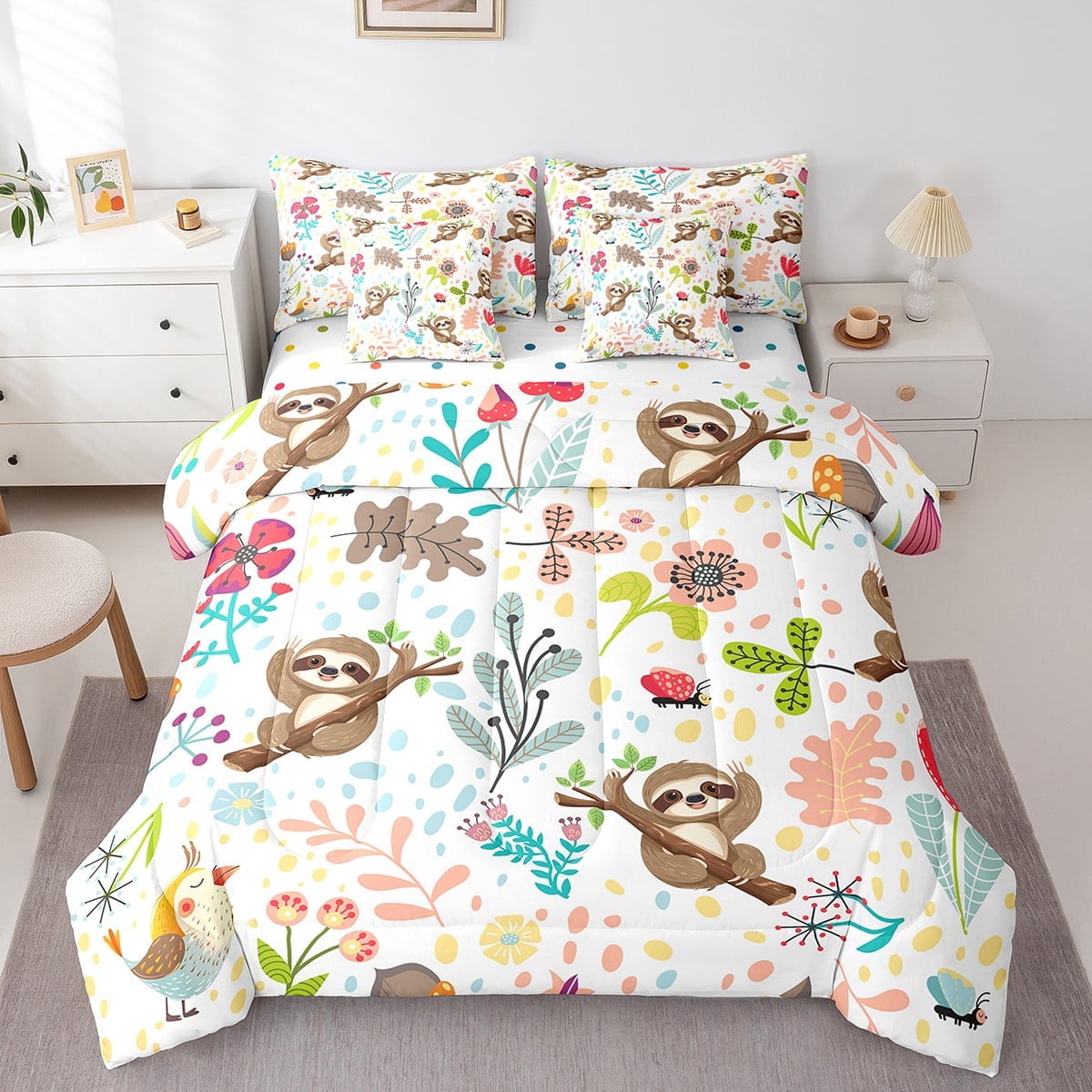 Erosebridal Sloth Twin Bed In A Bag With Sheets For Kids Girls Cute ...