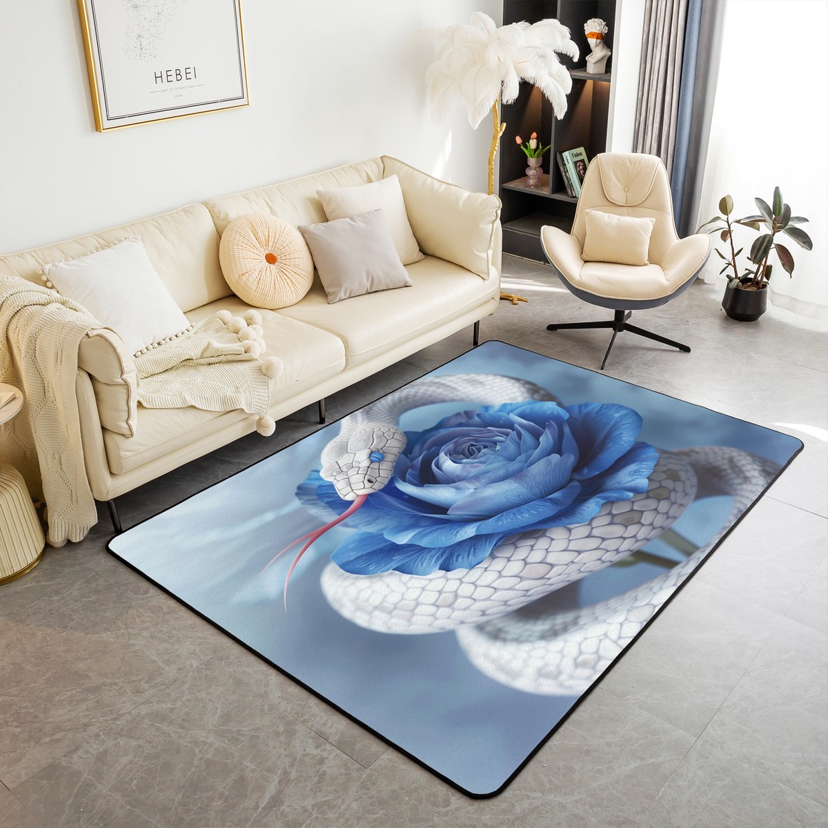 Erosebridal Snake Carpet 3x5,3D Snake Pattern Machine Wash Dry Area Rug ...