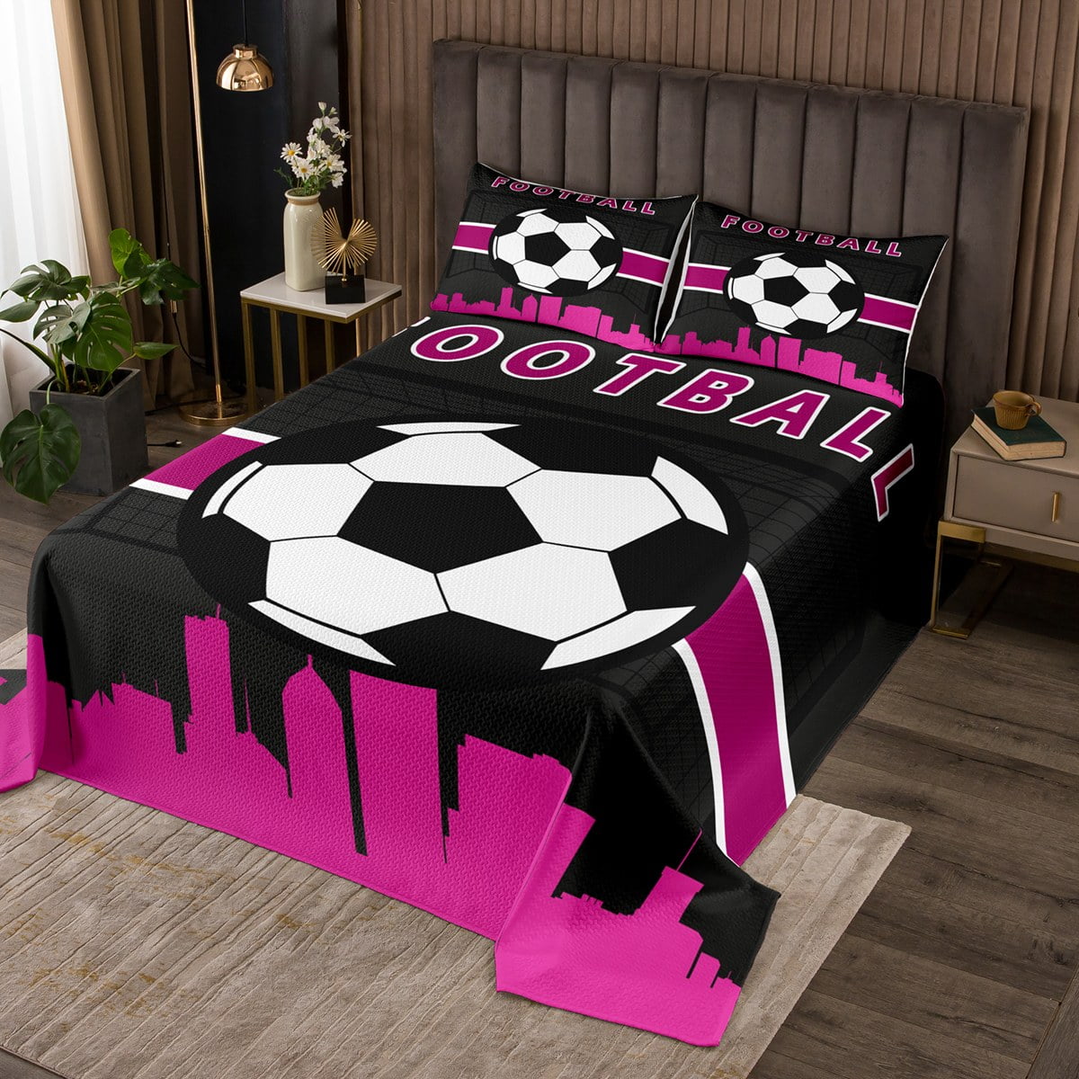 Erosebridal Soccer Bedspread Queen Size Football Quilt Set, Sport Game ...