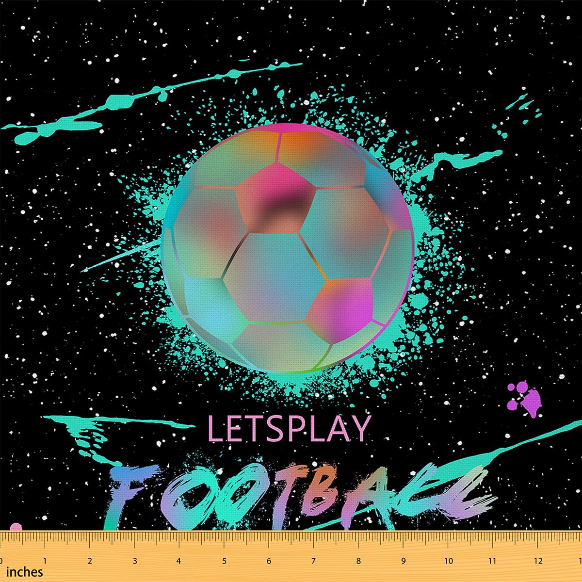 YST Soccer Football Fabric By The Yard for Kids Boys,Neon Light ...