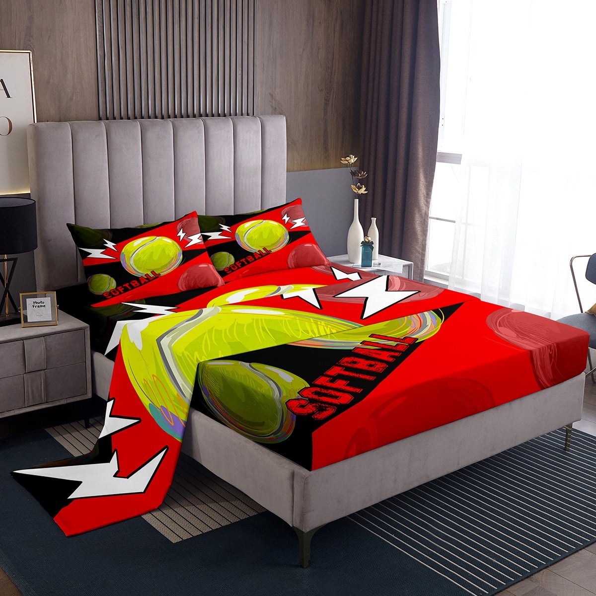 YST Softball King Size Sheet Set for Boys Kids Girls Softball Bed ...
