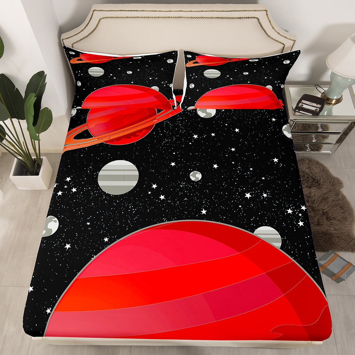 YST Solar System Bed Sheets for Boys Girls Outer Space Fitted Sheet ...