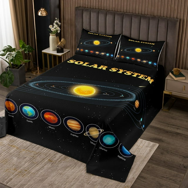 Solar System Bedding King Size Outer Space Quilt Set Universe Themed ...