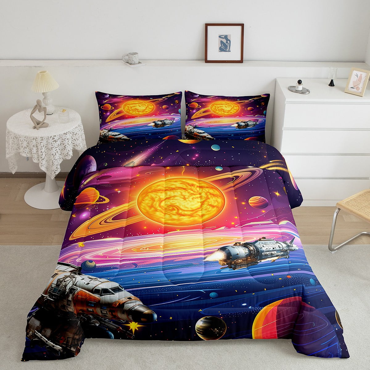 YST Solar System Bedding Set Twin Kids Boys Sun And Moon Comforter Set ...