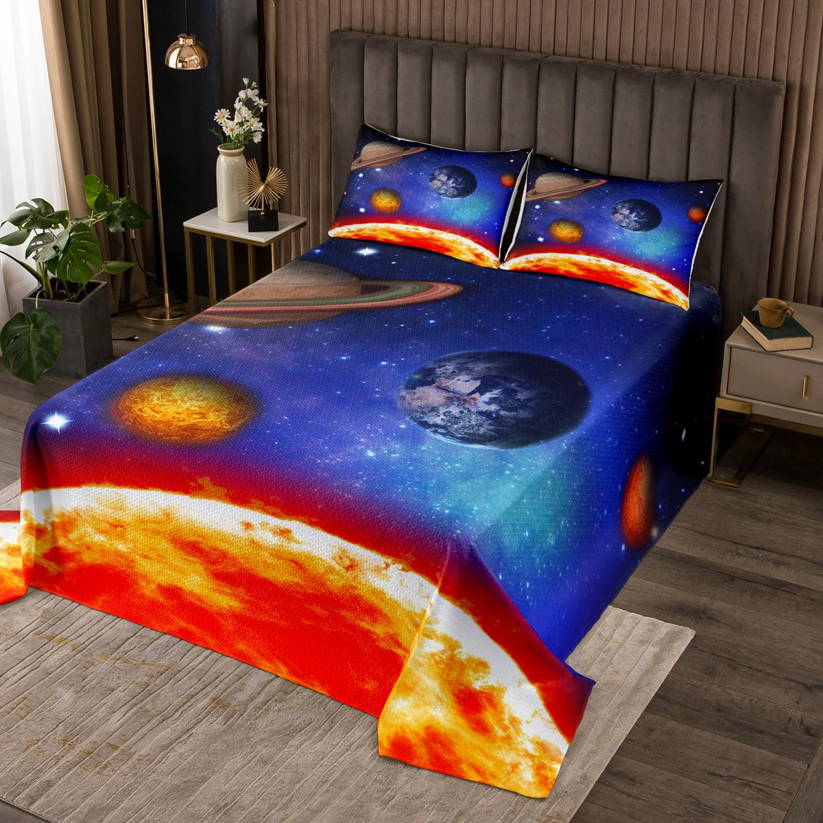 YST Solar System Bedspread for Boys Girls Galaxy Quilt Set Twin Size ...