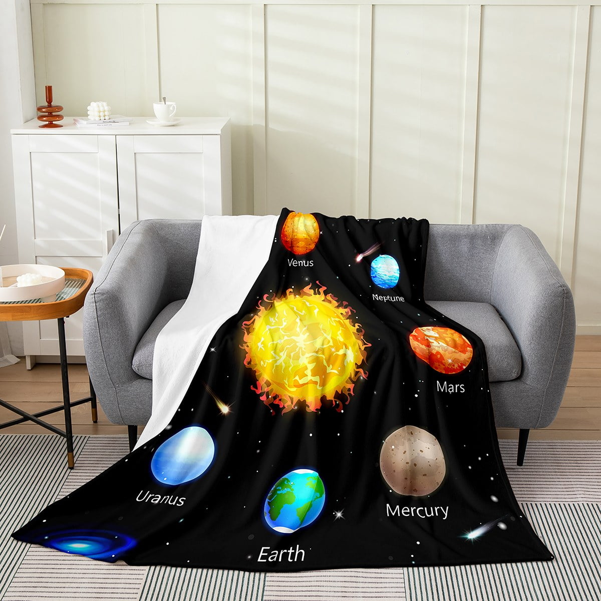 Solar System Blanket Throw 50x60 Outer Space Throw Blanket Universe ...