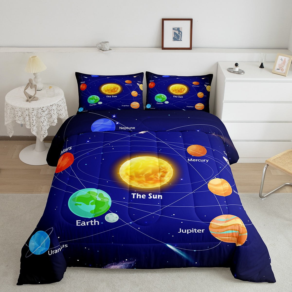 Solar System Comforter Set Galaxy Planet Theme Bedding Outer Space Bed ...