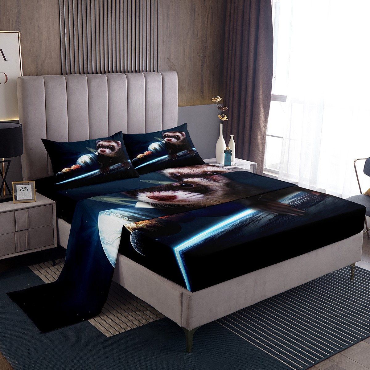 Erosebridal Solar System Queen Sheets Ferret Bed Set, Galaxy Planets Bed Sheets Set Psychedelic ...