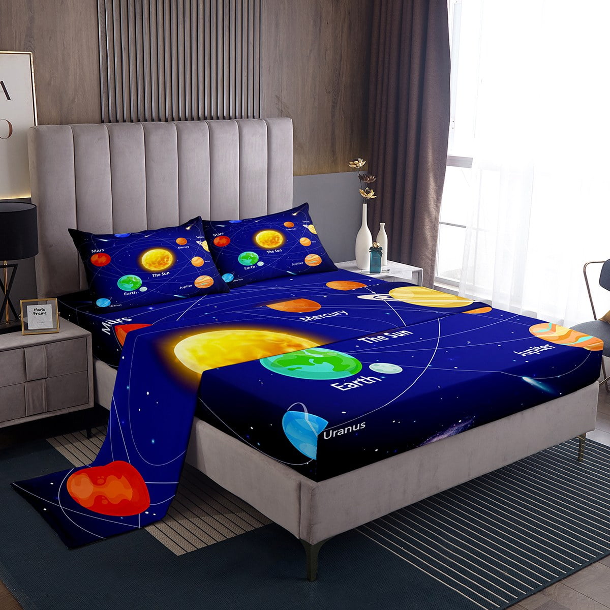 YST Solar System Sheet Set Galaxy Planet Theme Sheets Outer Space Bed ...