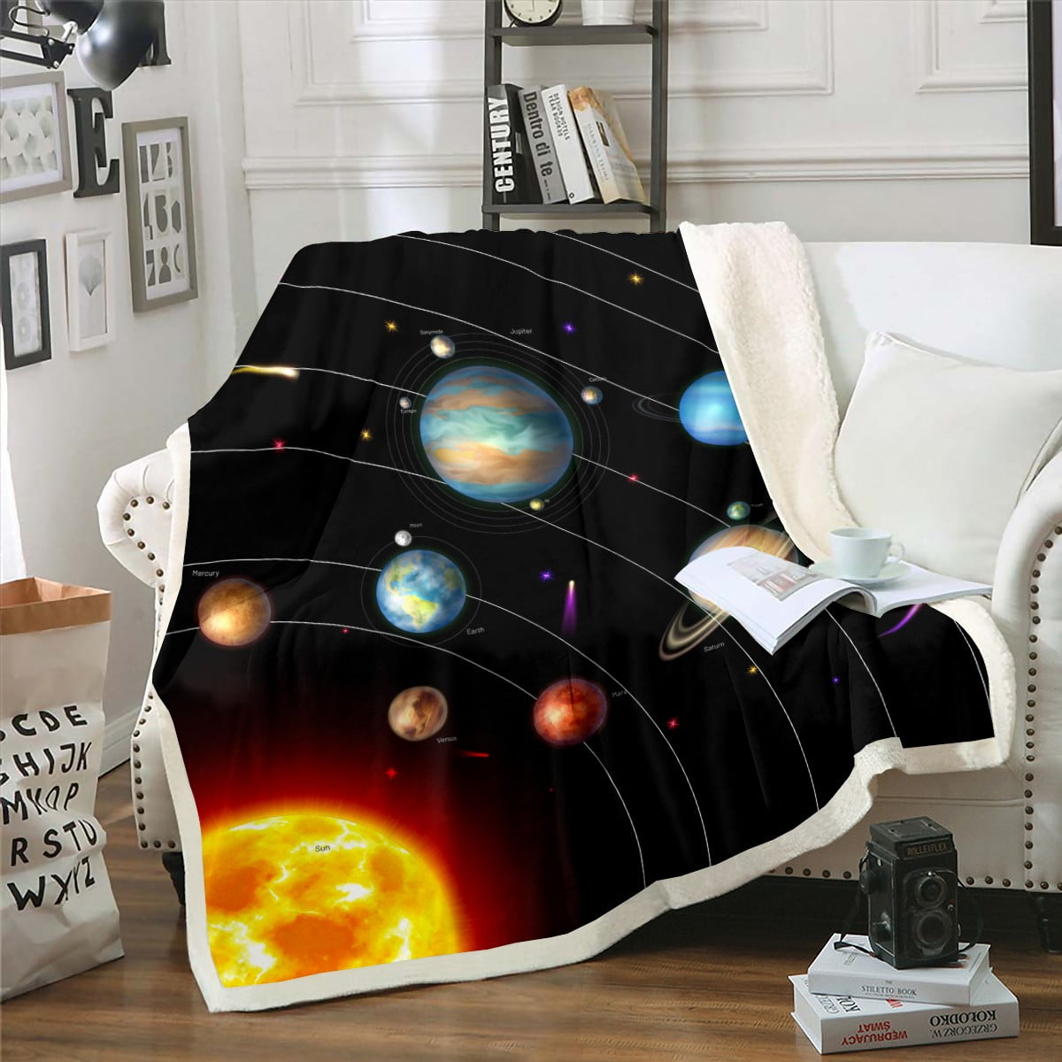 Solar System Throw Blanket Outer Space Blanket Universe Themed Decor ...