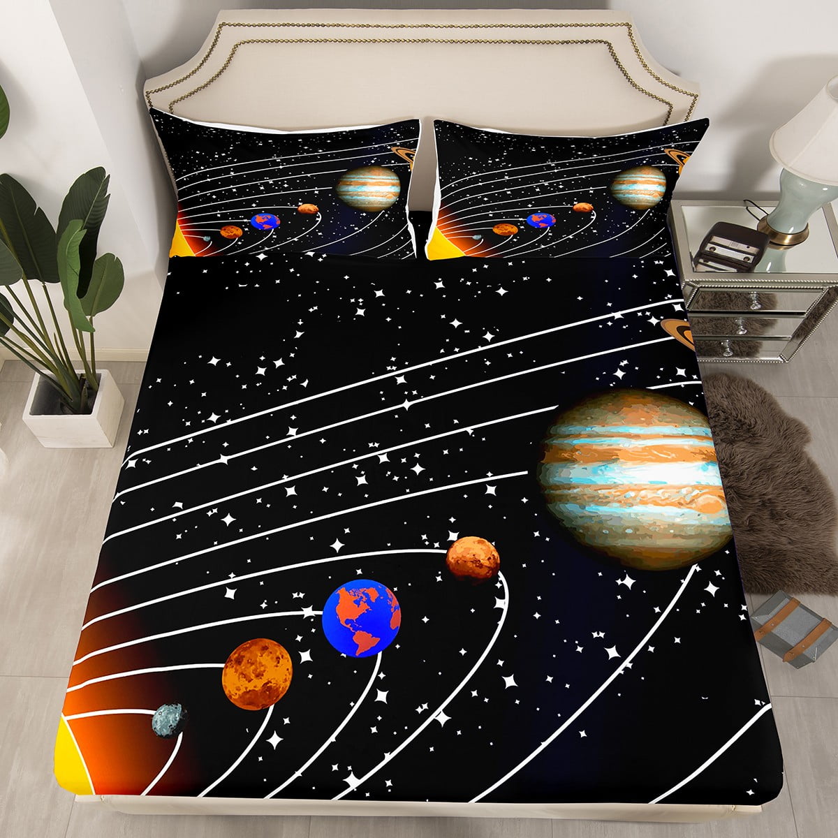YST Solar System Twin Bed Sheets Sets for Boys Girls Outer Space Fitted ...