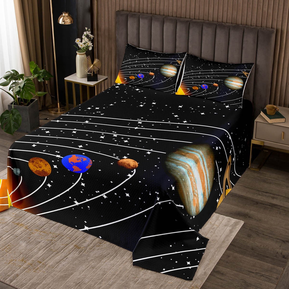 YST Solar System Twin Bedspread Sets for Boys Girls Outer Space Quilt ...