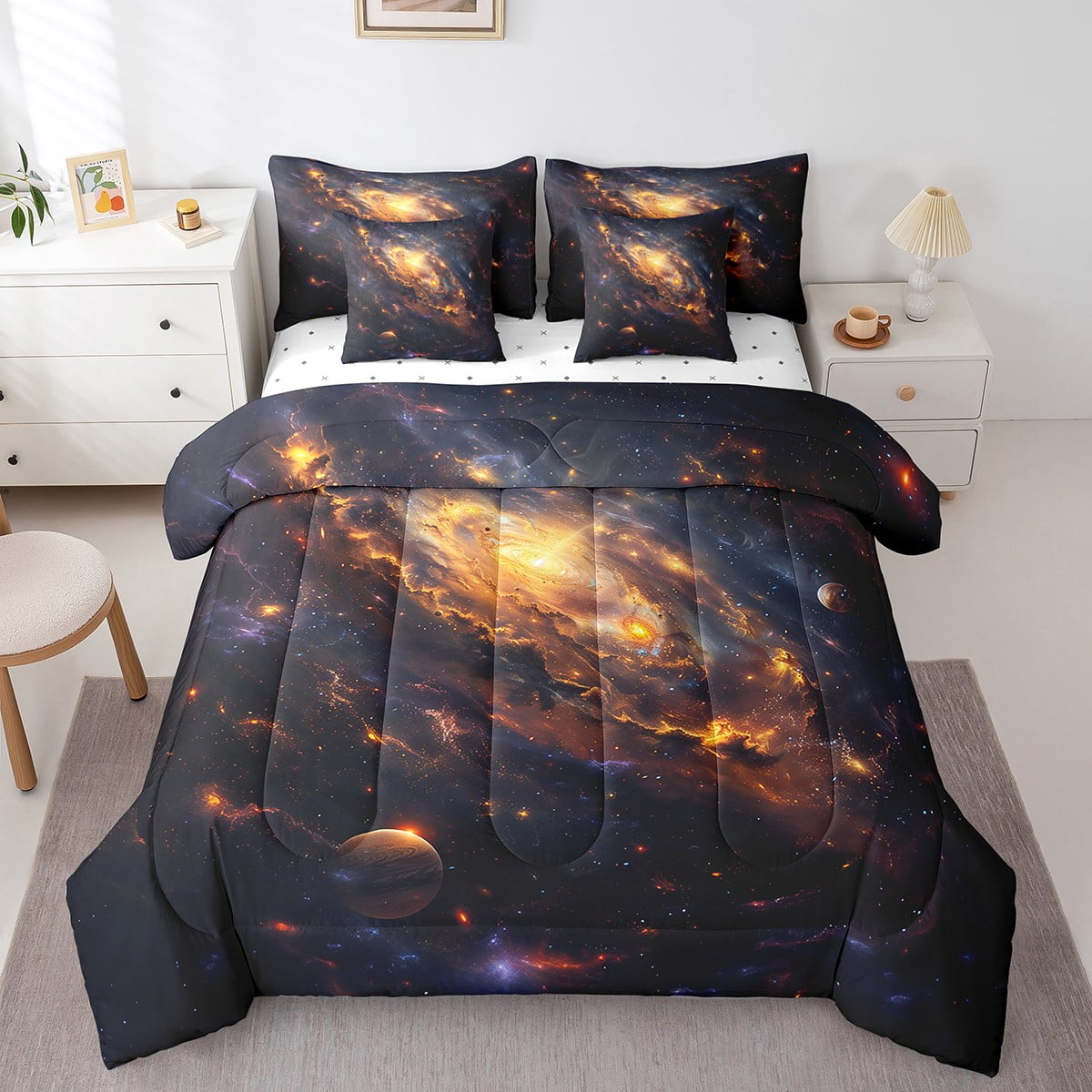 YST Solar System Twin Comforter Set 7-Piece Psychedelic Galaxy Bedding ...