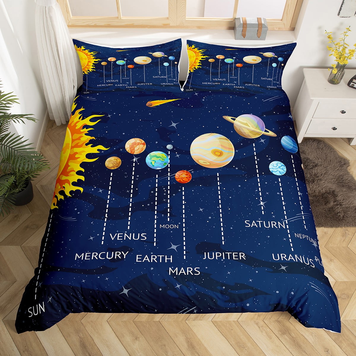 Erosebridal Space Duvet Cover Queen Solar System Bedding Set, Outer ...