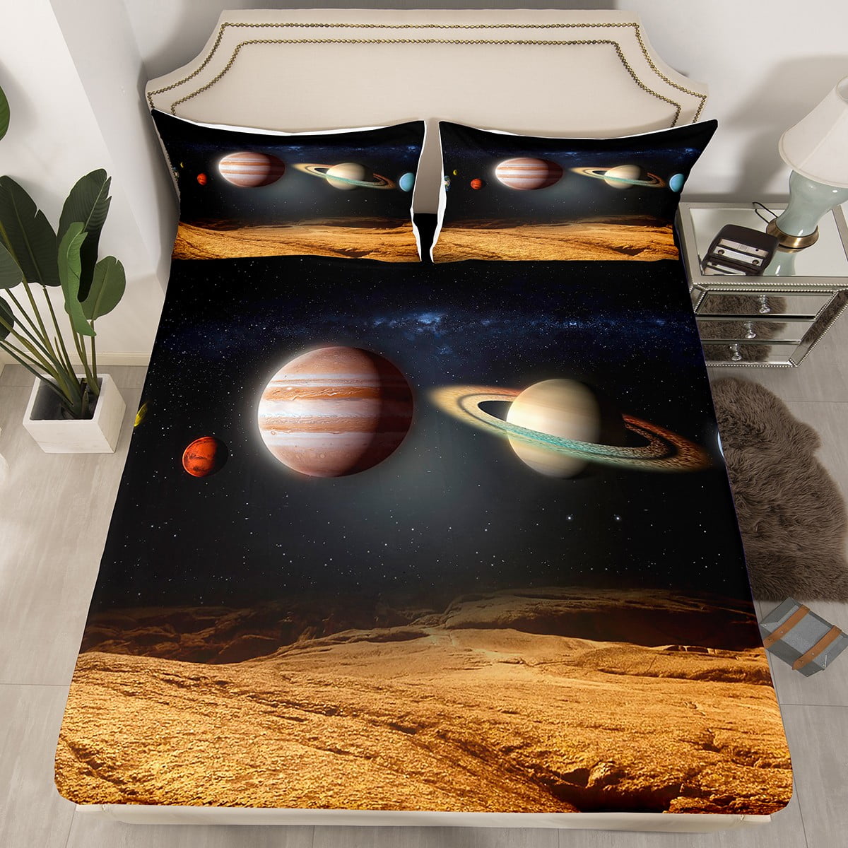 Space Theme Fitted Sheet Full Outer Space Bed Sheets Galaxy Bed Set ...
