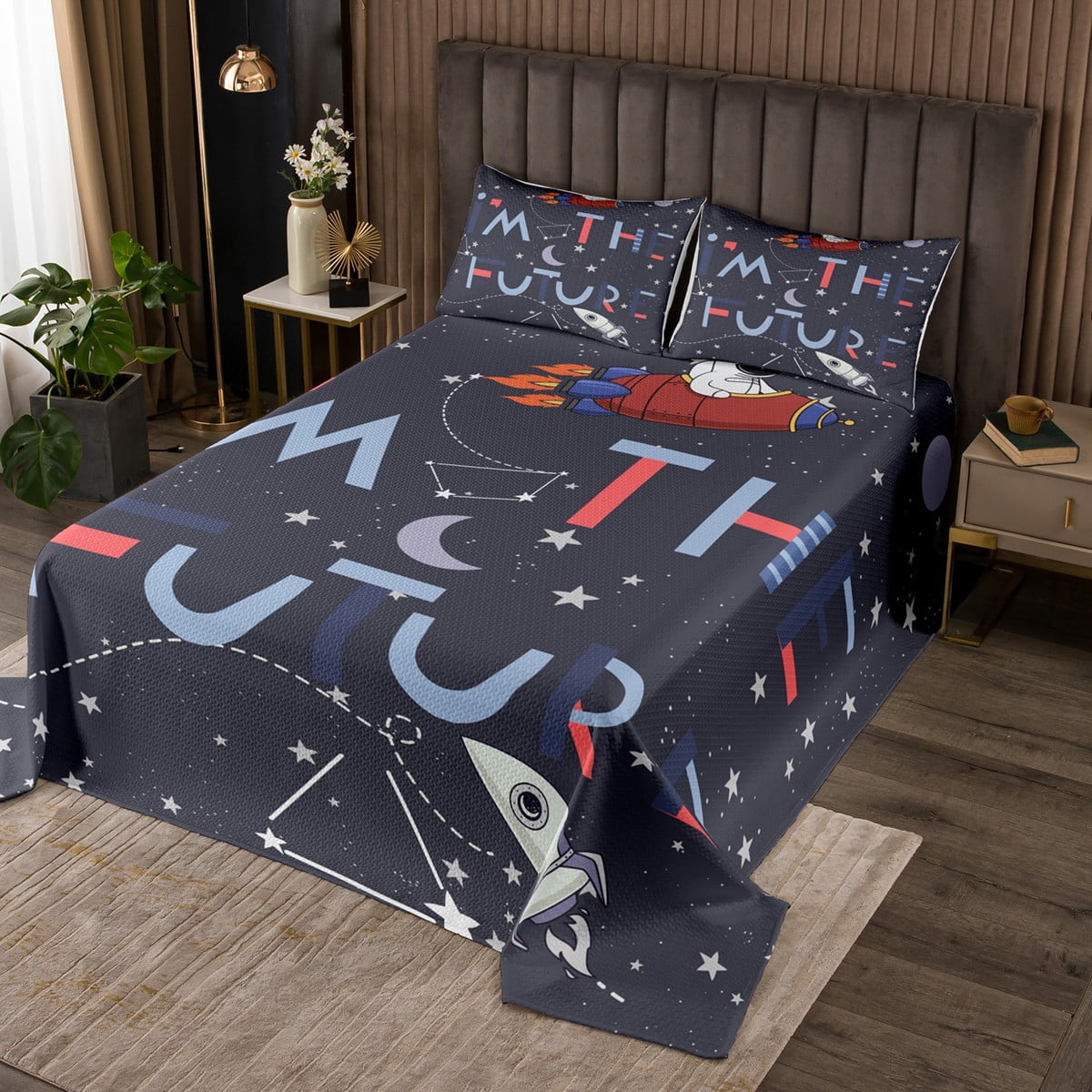 YST Space Theme Quilt Set Twin Size Galaxy Bedspread for Boys Girls ...
