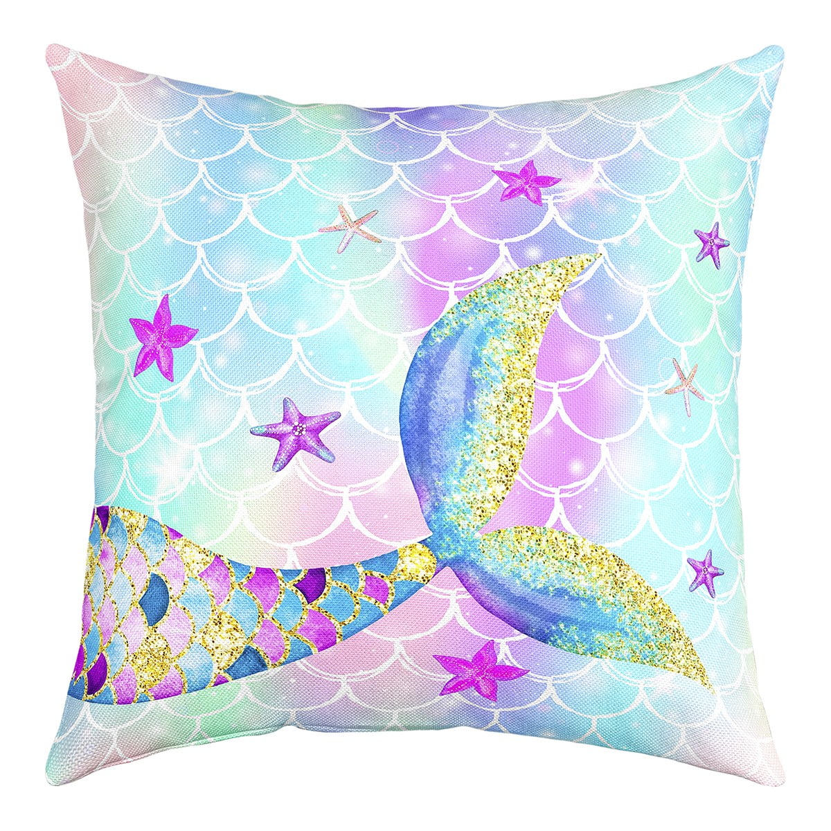 Sparkling Fish Scales Throw Pillow Cover 16x16 inch,Girly Colorful ...