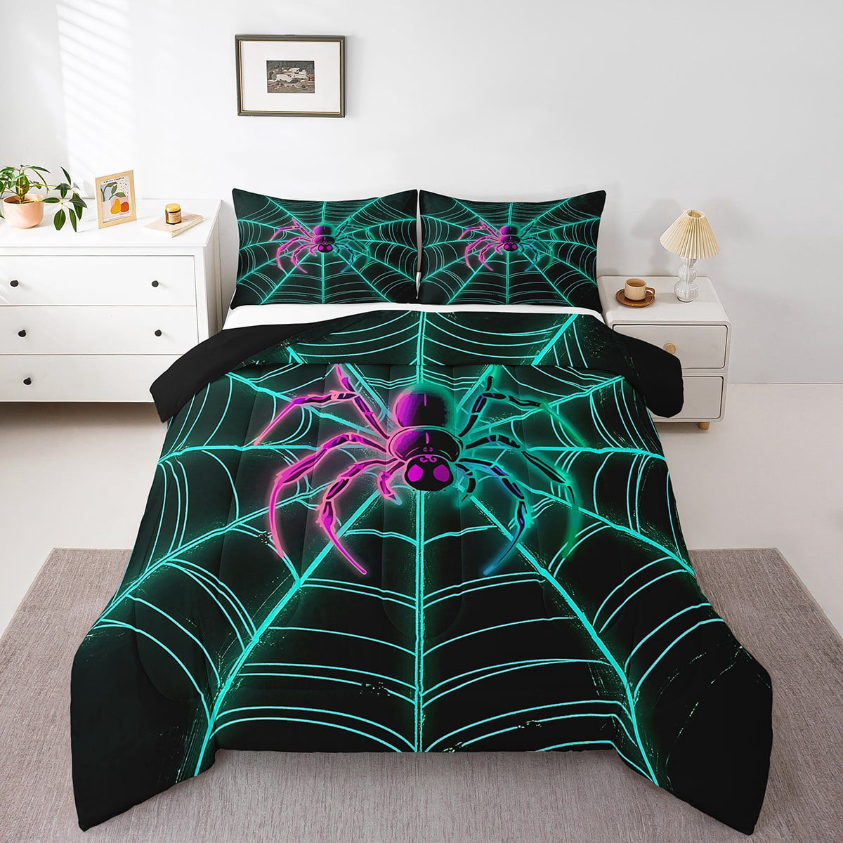 Spider Comforter Set Halloween Reptile Bedding Set,Spider Web ...