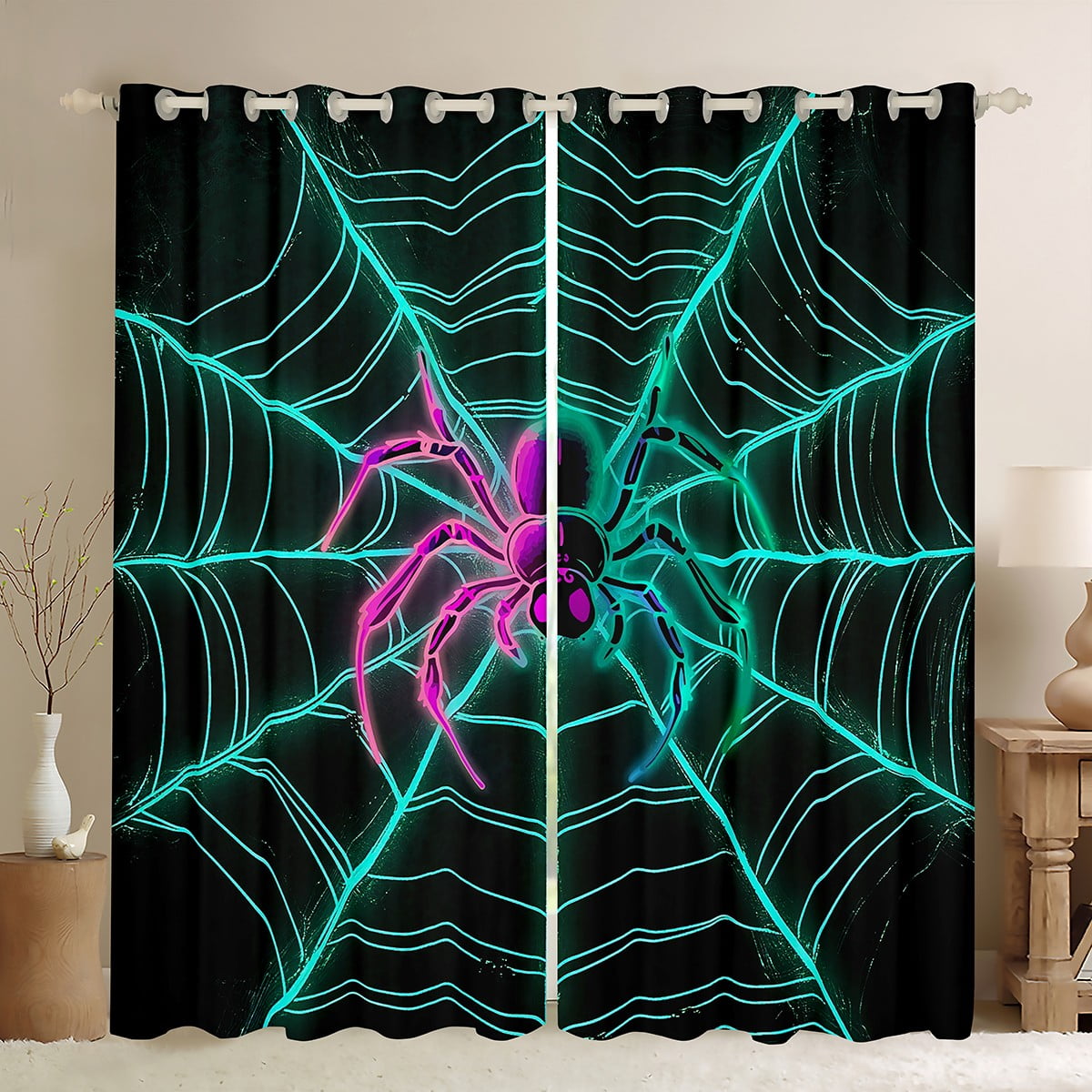 Spider Curtains Halloween Reptile Curtains & Drapes 42"Wx84"L 2 Panels ...