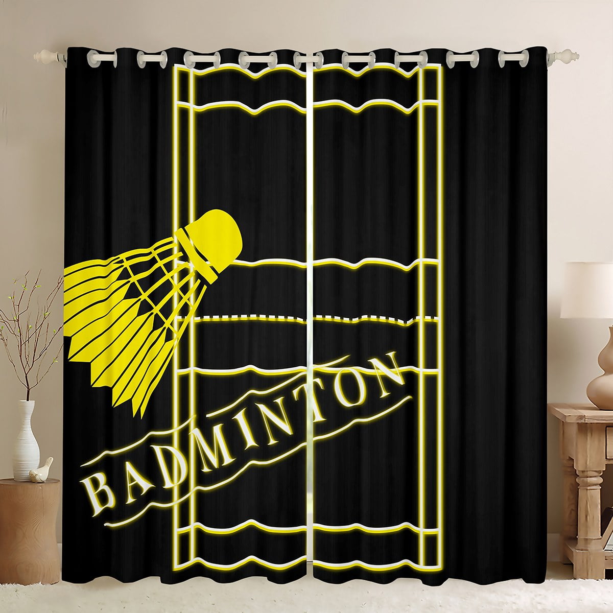 Sport Curtains & Drapes Badminton 30%-50% Blackout Curtains , Black ...