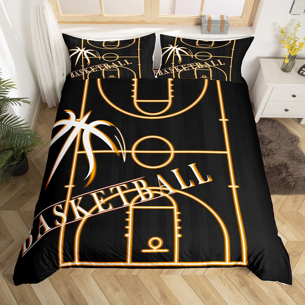 YST Sport Duvet Cover Queen for Boys Basketball Toddler Bedding Set, Sports Theme Comforter ...