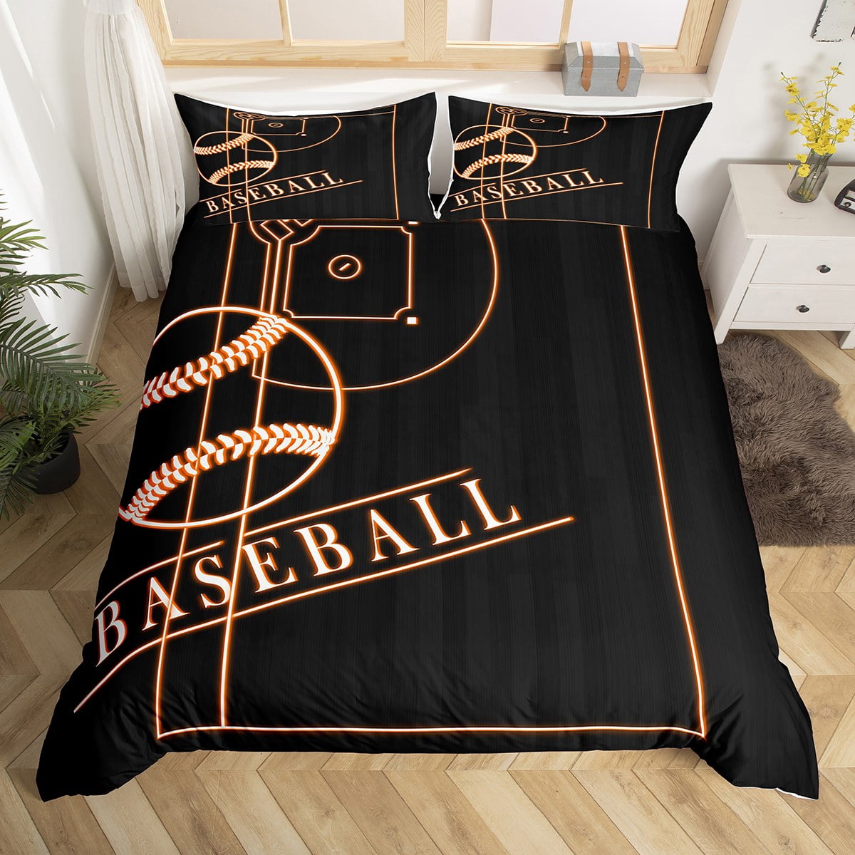 Sport Duvet Cover Twin Baseball Bedding Set, Sports Theme Comforter ...